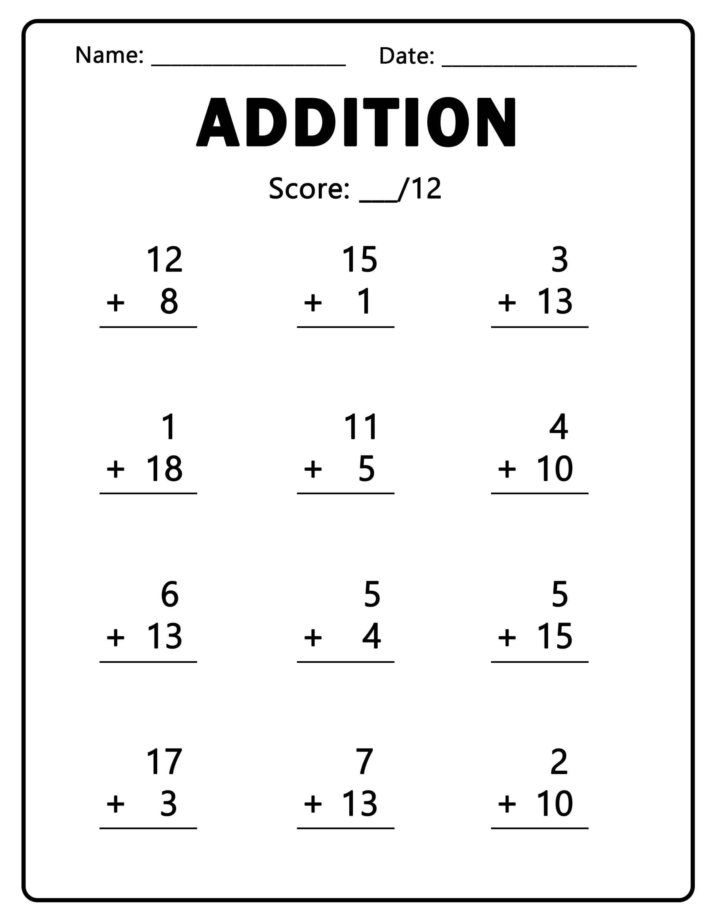 15 Addition Math Worksheets, Sum up to 20, Printable - Etsy