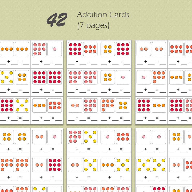 Addition Flash Cards Printable: Math Worksheets for Kids (PDF File ...