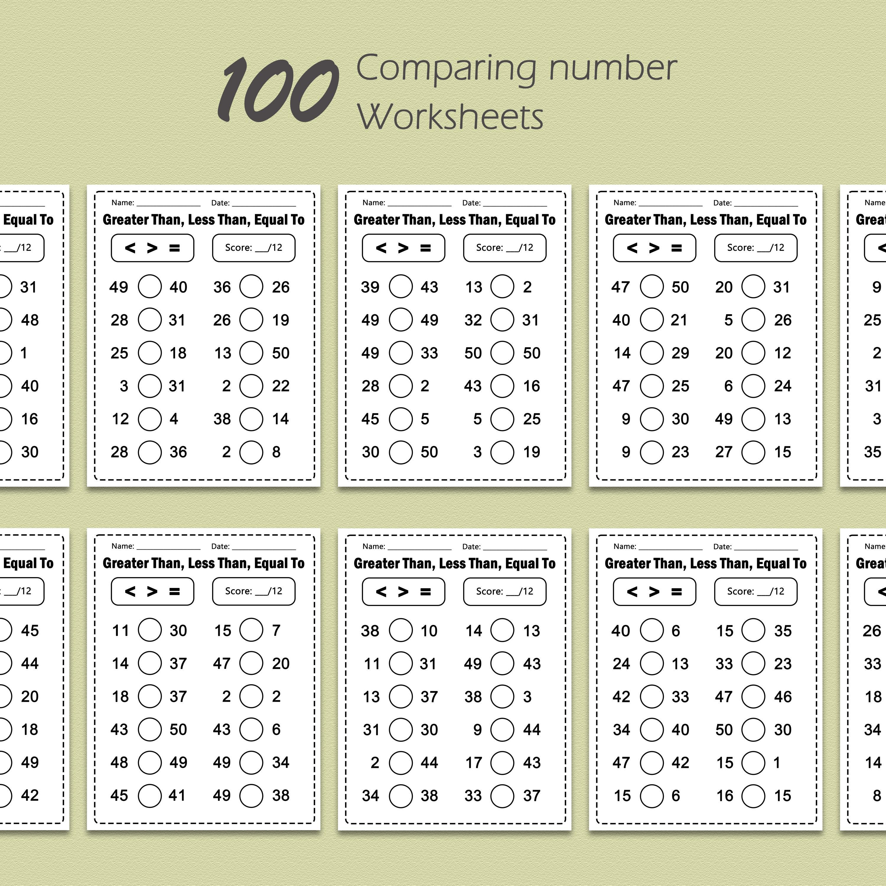 Comparing Numbers 1-50 | Greater Than, Less Than , Equal To ...