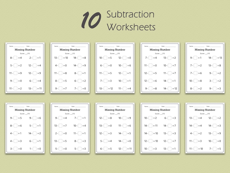 Missing Number Math Worksheets: Addition & Subtraction (PDF Printable ...