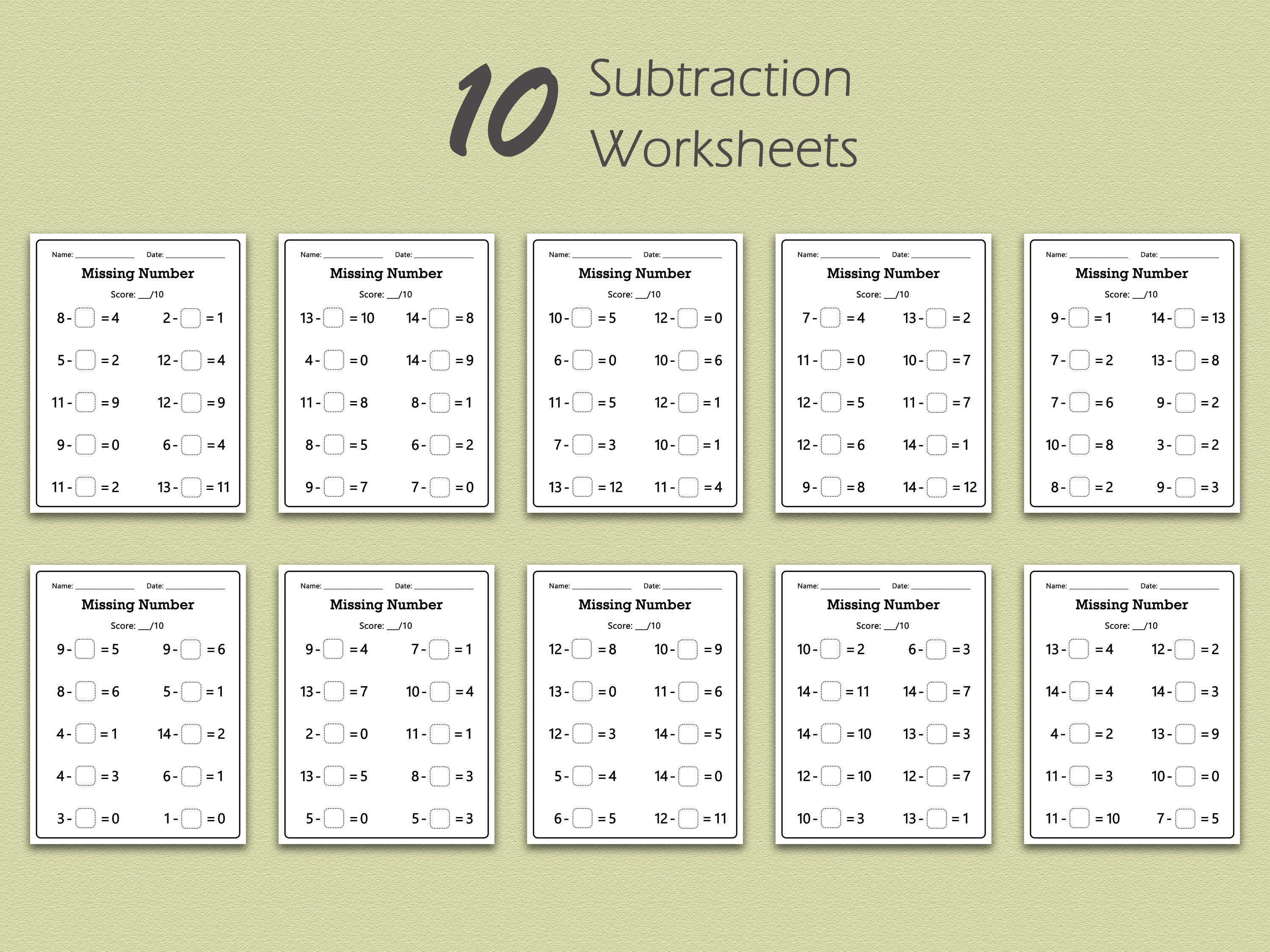 Missing Number Math Worksheets: Addition & Subtraction (PDF Printable ...