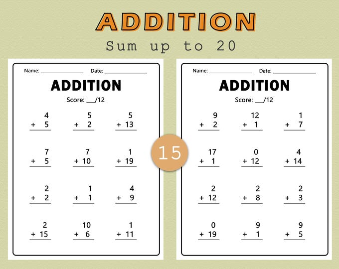Addition With Pictures Sum up to 20 Worksheets - Adding Cookie Pictures ...