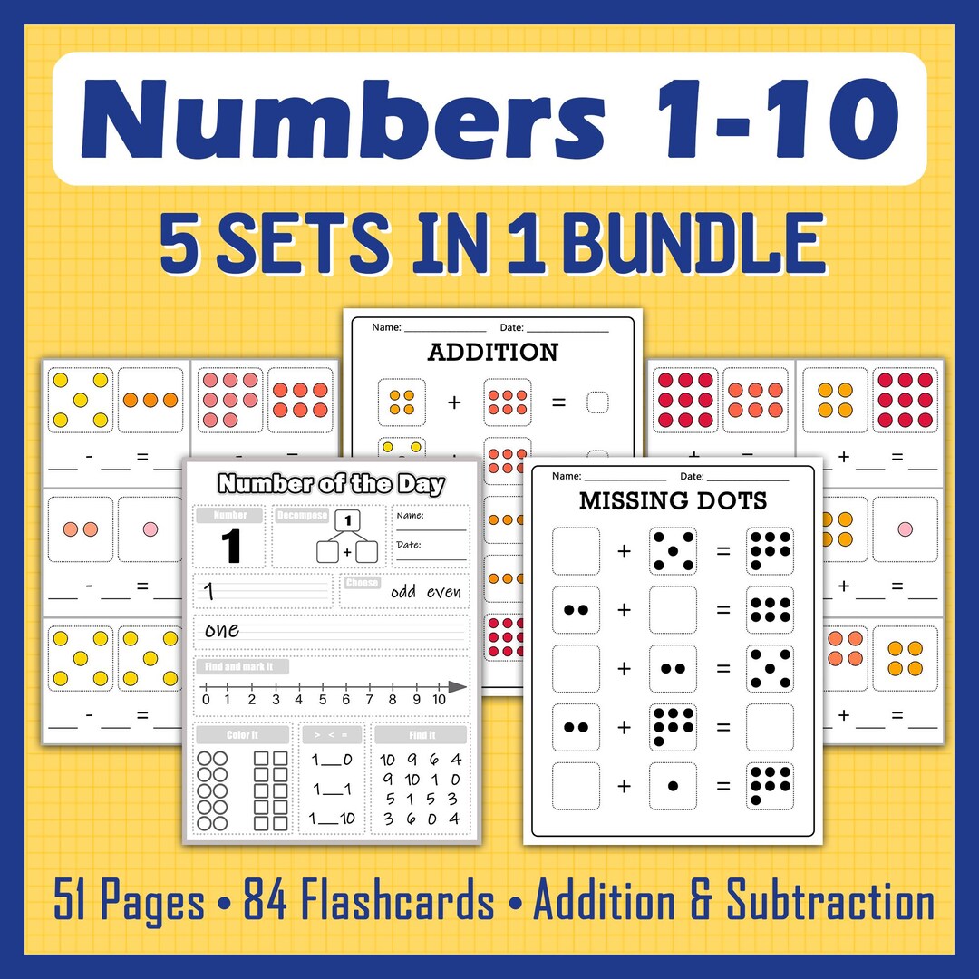 Numbers 1–10 Math Worksheets Bundle | Preschool & Kindergarten ...