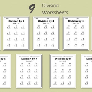 9 Division Worksheets, 1-9 Numbers, Printable Math Worksheets - Etsy