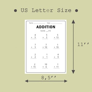 15 Addition Math Worksheets, Sum up to 20, Printable - Etsy