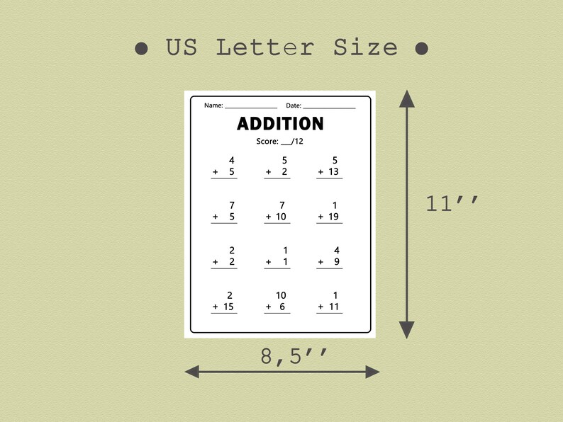 15 Addition Math Worksheets, Sum up to 20, Printable - Etsy