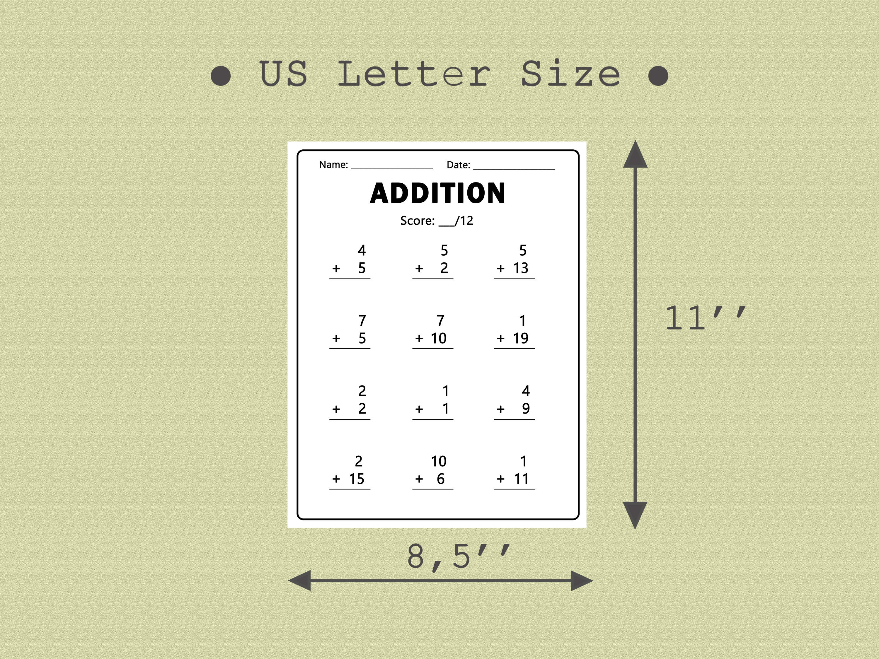 15 Addition Math Worksheets, Sum up to 20, Printable - Etsy
