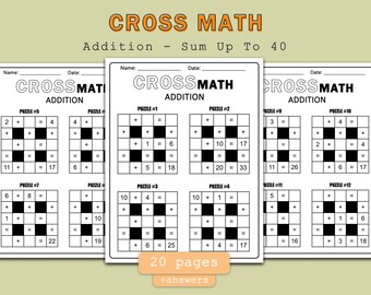 Cross Math Puzzles | Subtraction Numbers 1-30 | Printable Math ...