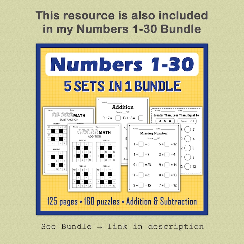 Cross Math Puzzles | Addition up to 40 | Printable Math Worksheets ...