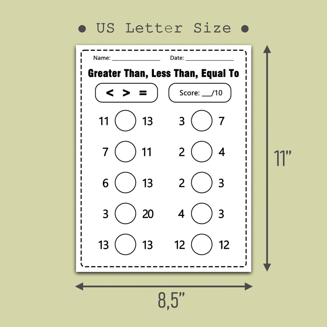 Comparing Numbers 1-20 | Greater Than, Less Than , Equal To ...
