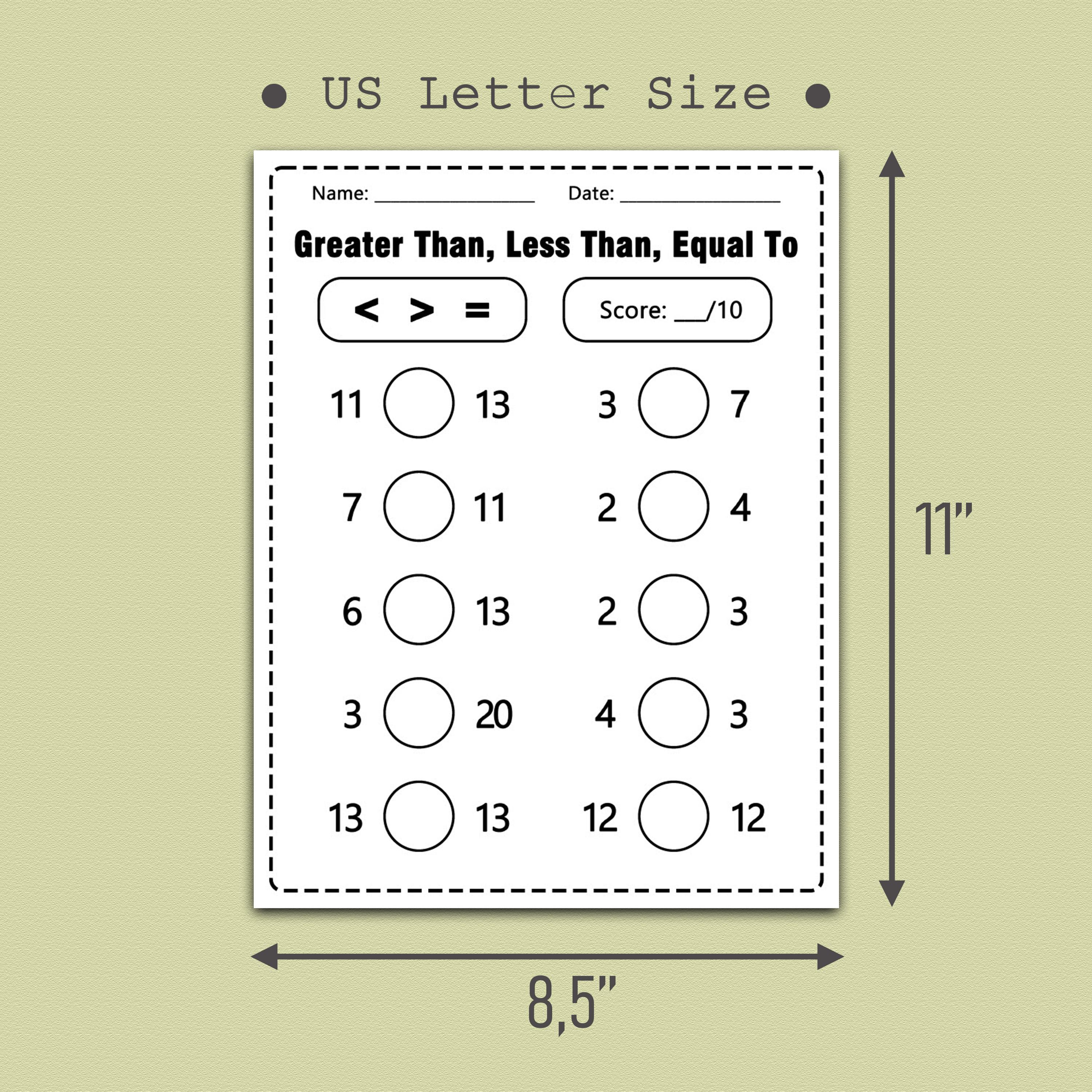 Comparing Numbers 1-20 | Greater Than, Less Than , Equal To ...