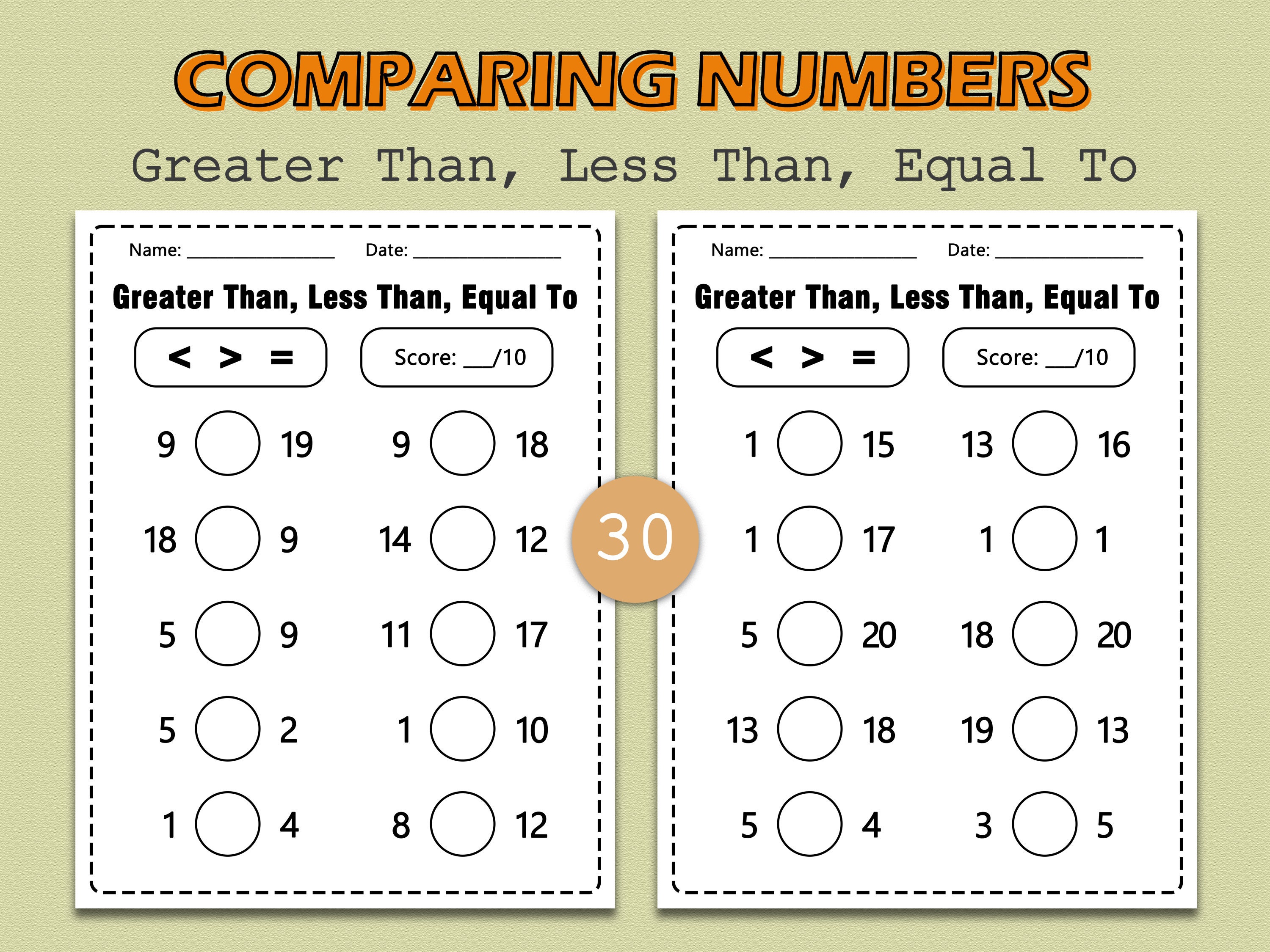 Comparing Numbers 1 20 Greater Than Less Than Equal To Etsy Comparing Numbers 1 20 Greater Than Less Than Equal To Etsy