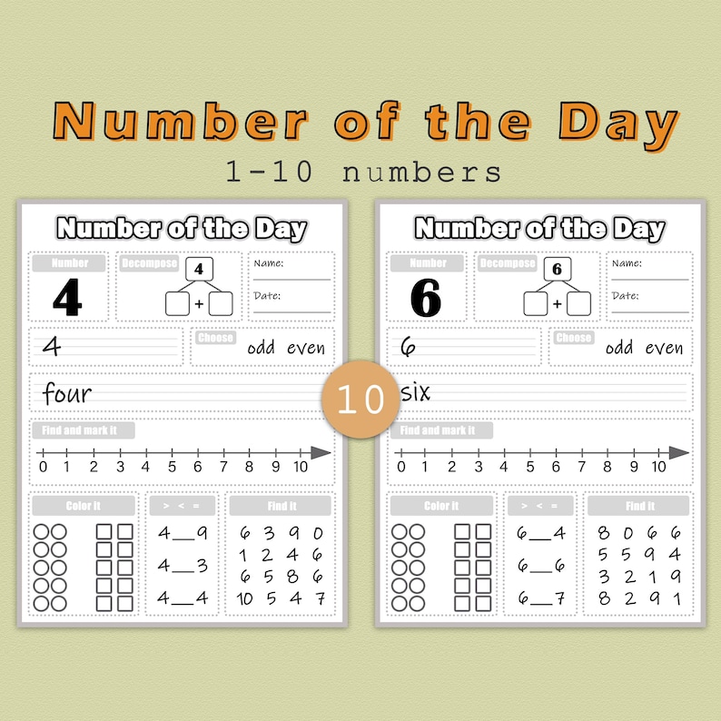 Number Worksheets, Number of the Day, 1-10 Numbers, Math Printable ...