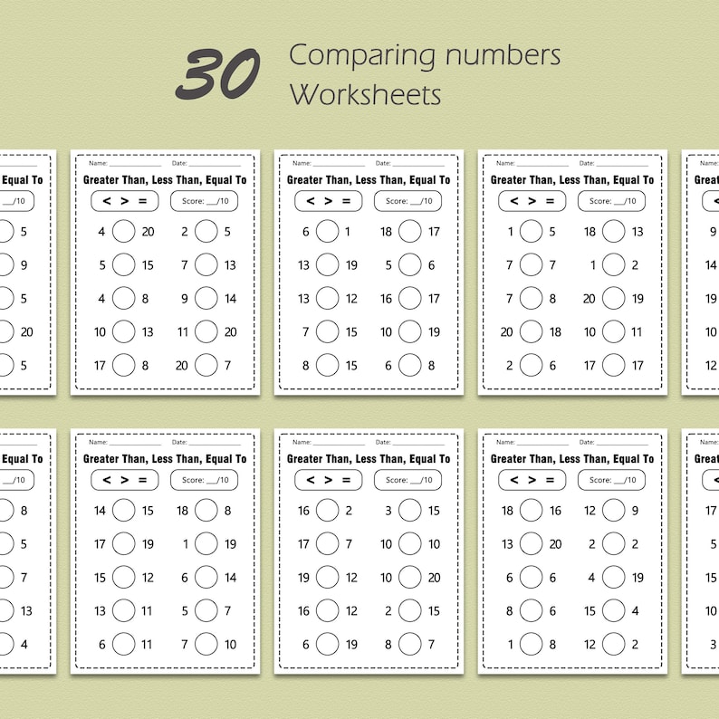 Comparing Numbers 1-20 | Greater Than, Less Than , Equal To ...
