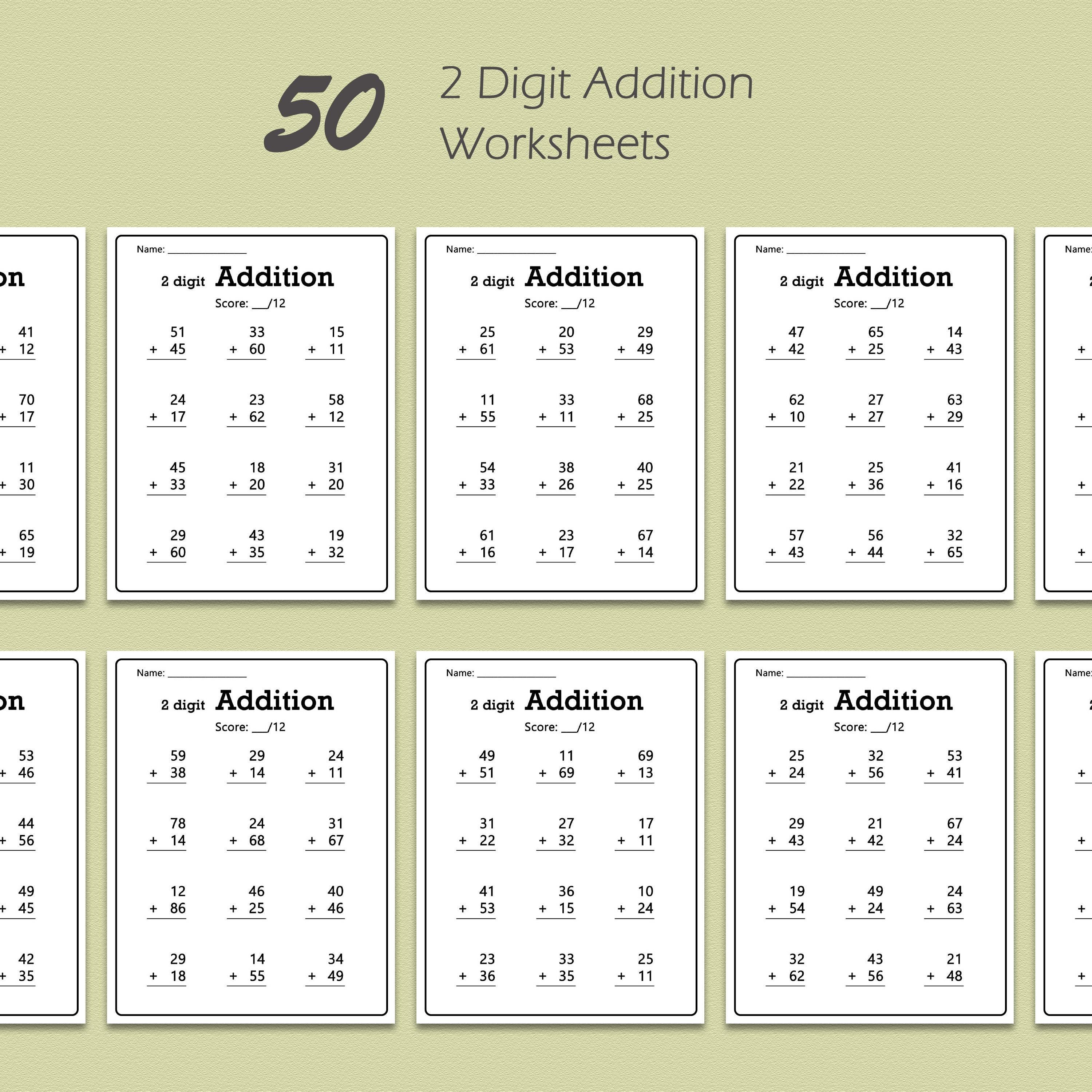Grade 1-3 Math Worksheets | 2 & 3 Digit Addition, Subtraction (PDF) - Etsy