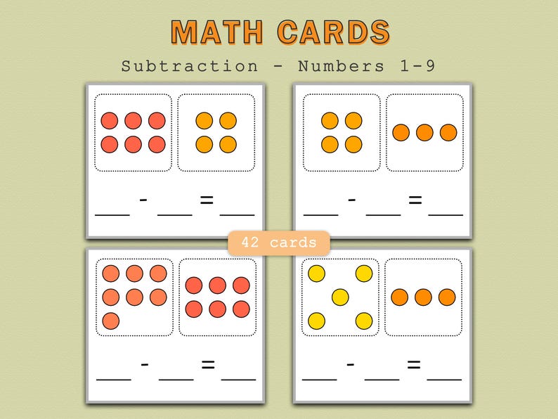Subtraction Flash Cards: Math Worksheets for Kids (PDF Printable ...
