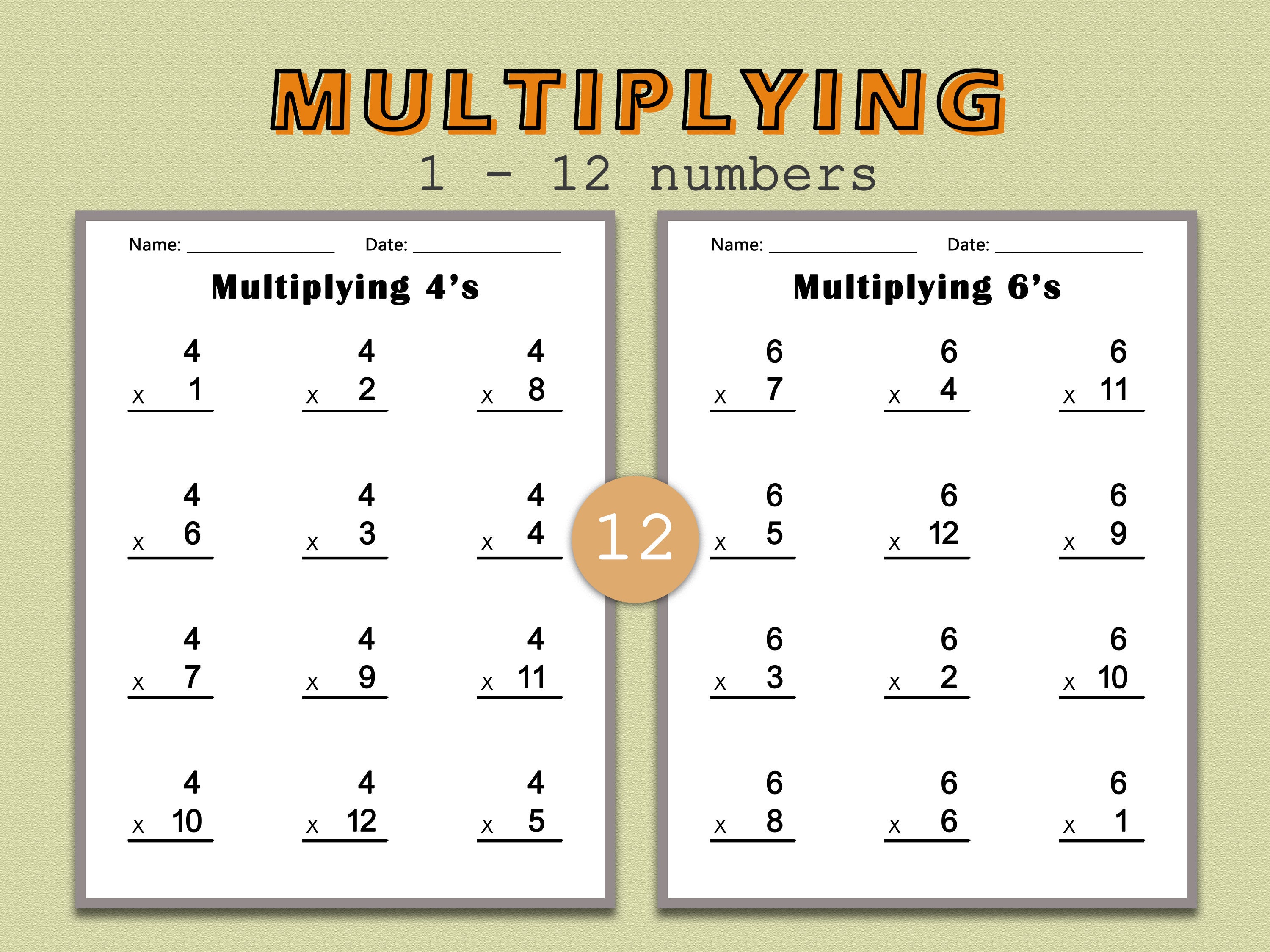 Multiplying Math Worksheets up to 12 - Etsy
