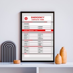 EMERGENCY CONTACTS FORM, Editable/printable Template - Etsy