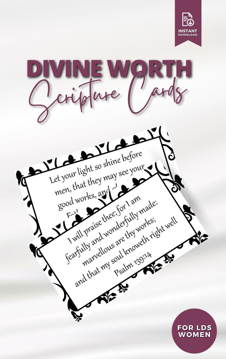 Printable Divine Worth Scripture Cards | Uplift and Empower Your ...