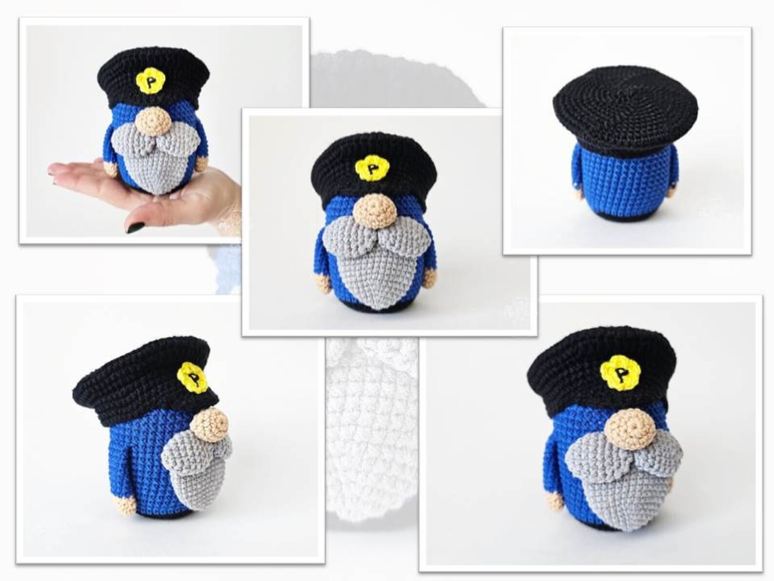 Police Officer Gnome, Crochet Gnome, Gnome Amigurumi, Gnome Crocheting ...