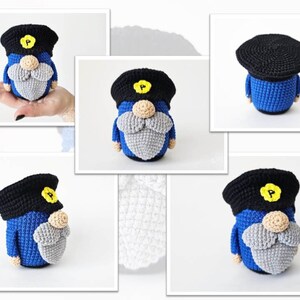 Police Officer Gnome, Crochet Gnome, Gnome Amigurumi, Gnome Crocheting ...