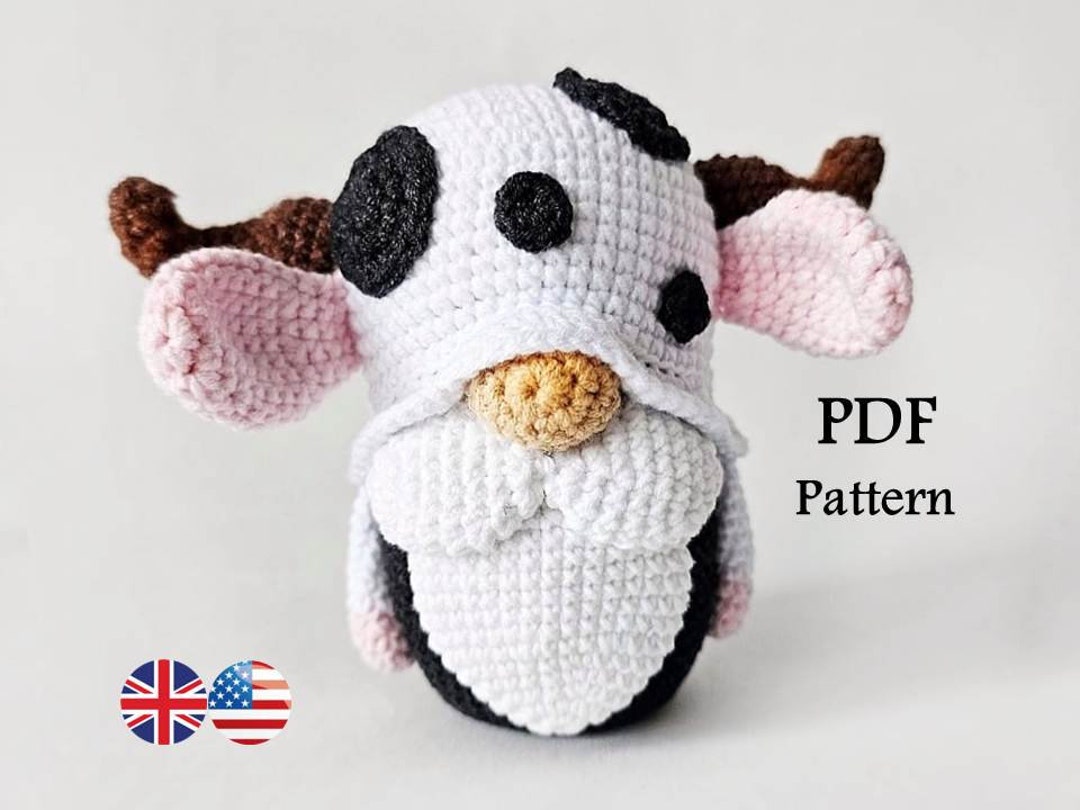Cow Gnome, Crochet Gnome, Gnome Amigurumi, Gnome Crocheting. - Etsy