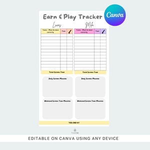 Kids Screen Time Chart - Etsy