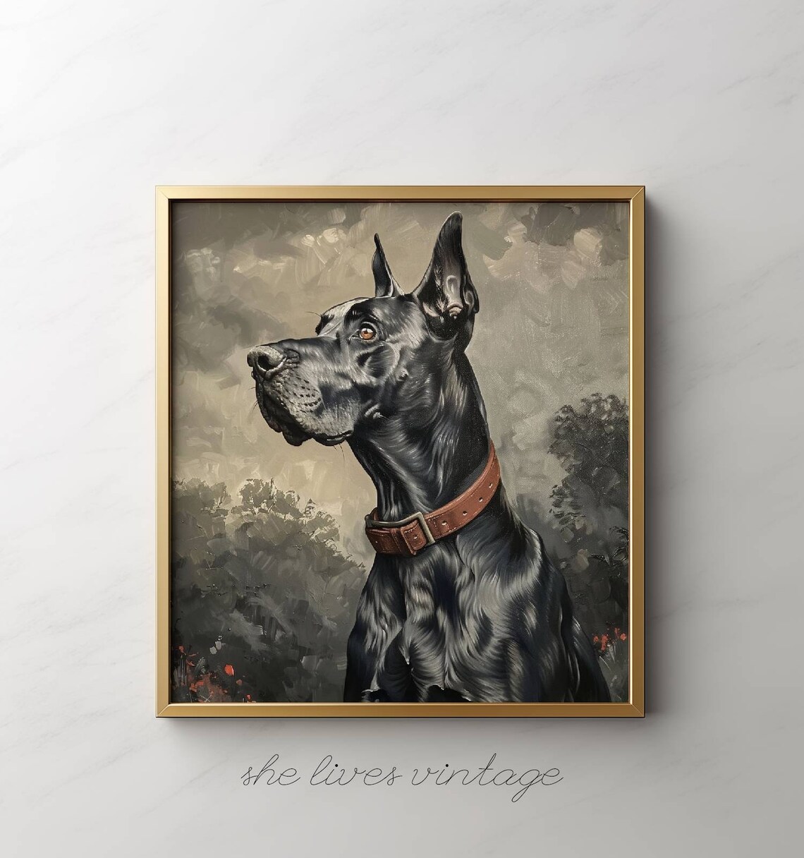 Great Dane Portrait Moody Dog Walldecor Dark Academia Print Dog Lover ...
