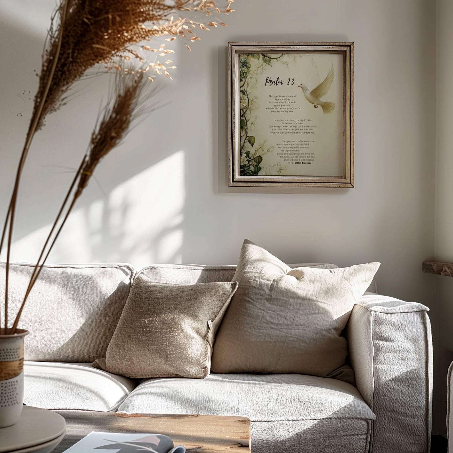 Psalm 23 NIV White Dove Christian Wall Art Bible Verse Psalm Print ...