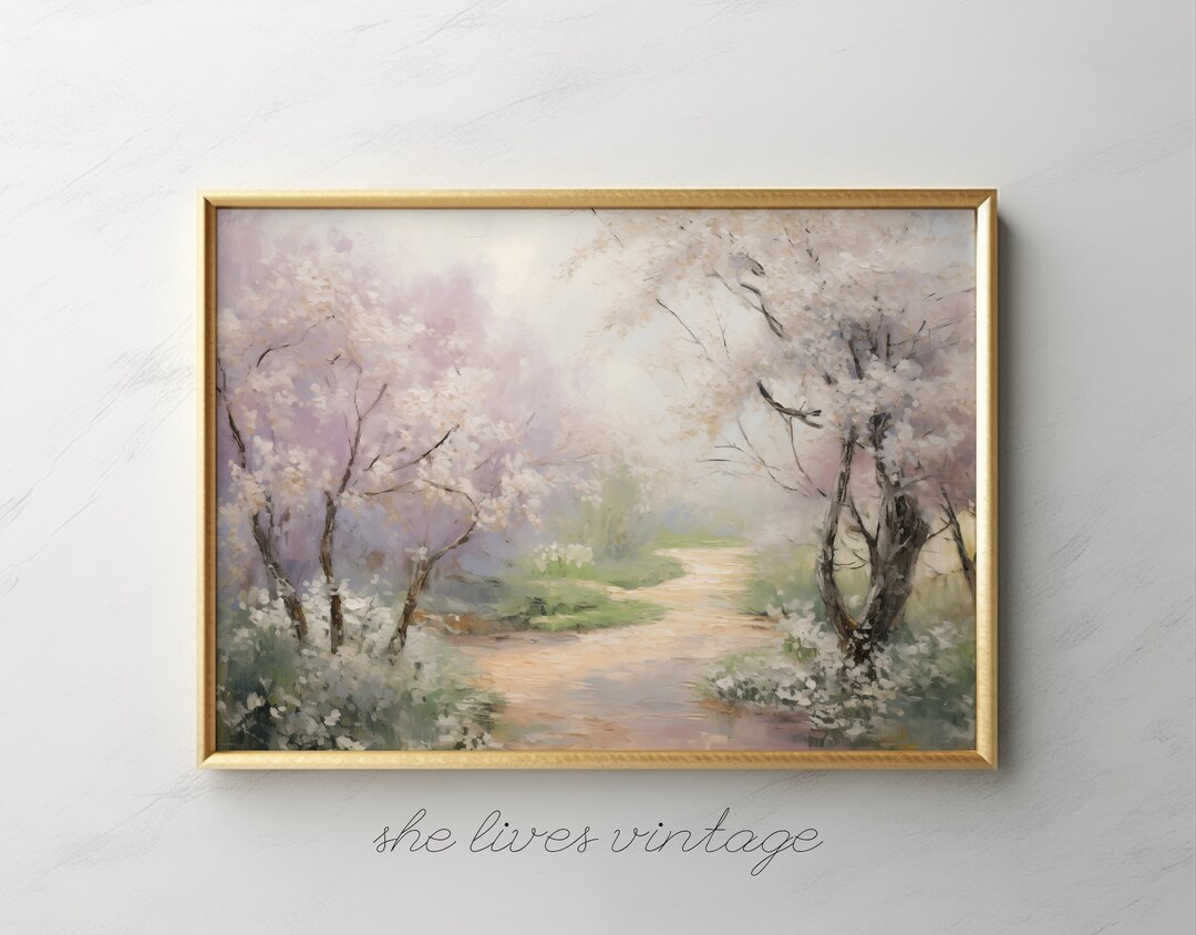 Pastel Forest Print | Woodland Printable | Light Pink Spring Art ...
