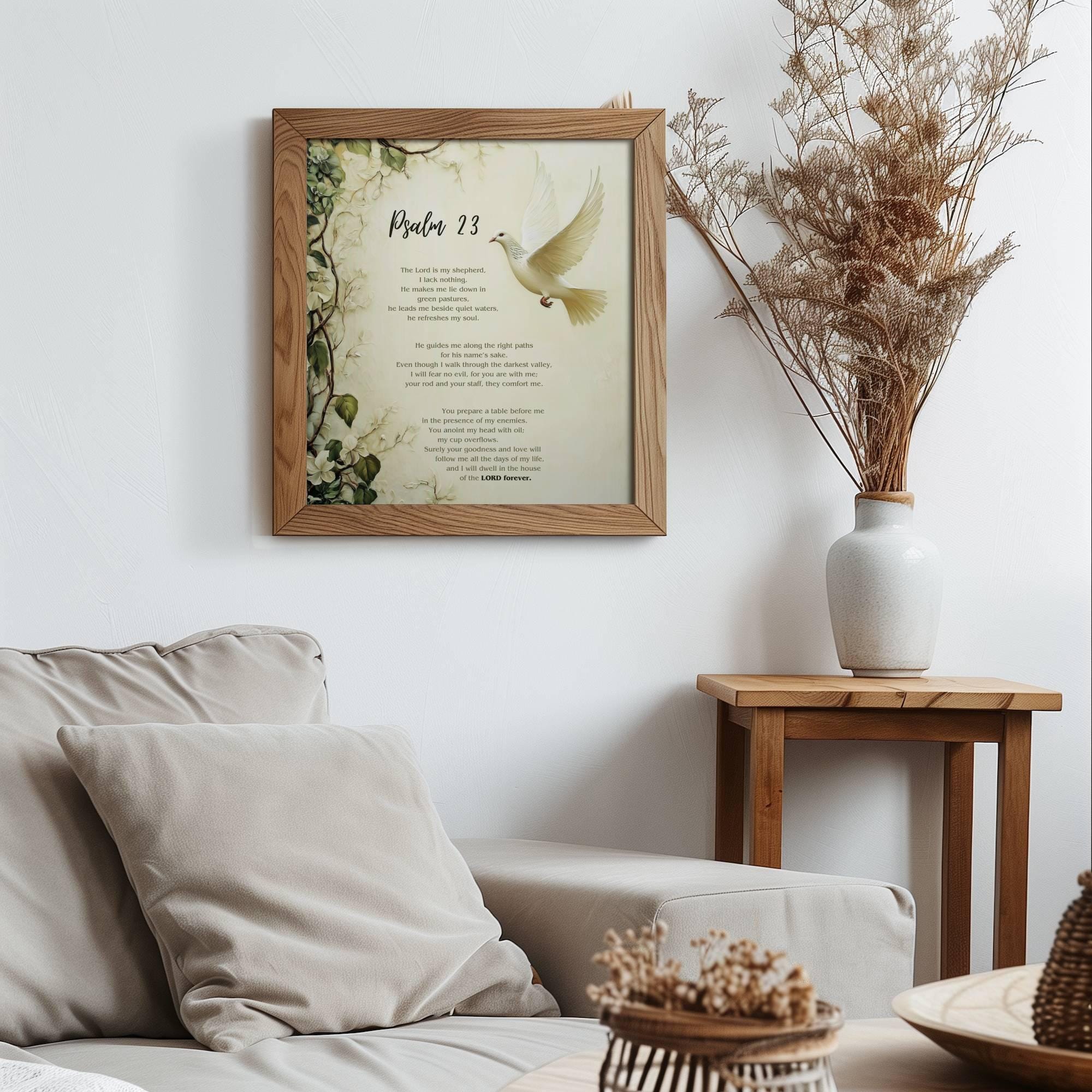 Psalm 23 NIV White Dove Christian Wall Art Bible Verse Psalm Print ...