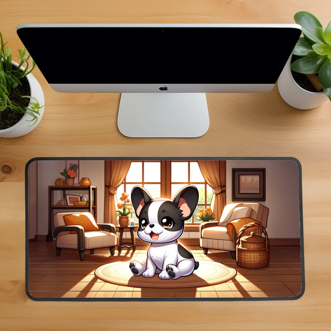 Cute & Playful Chibi French Bulldog Desk Mat Designer Mouse Pad Pet ...