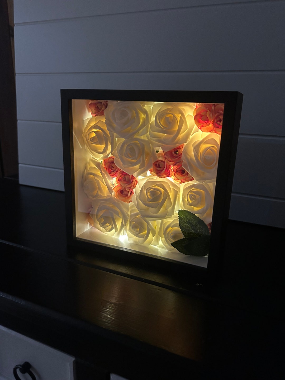 Shadow Box 3D With LED Lights Rose Frame Box Flower Box Valentines Love ...