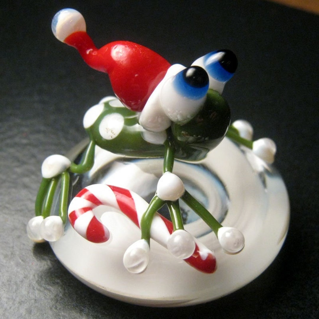 Christmas Decor, Mini Glass Paperweight, Santa Collectible, Glass ...