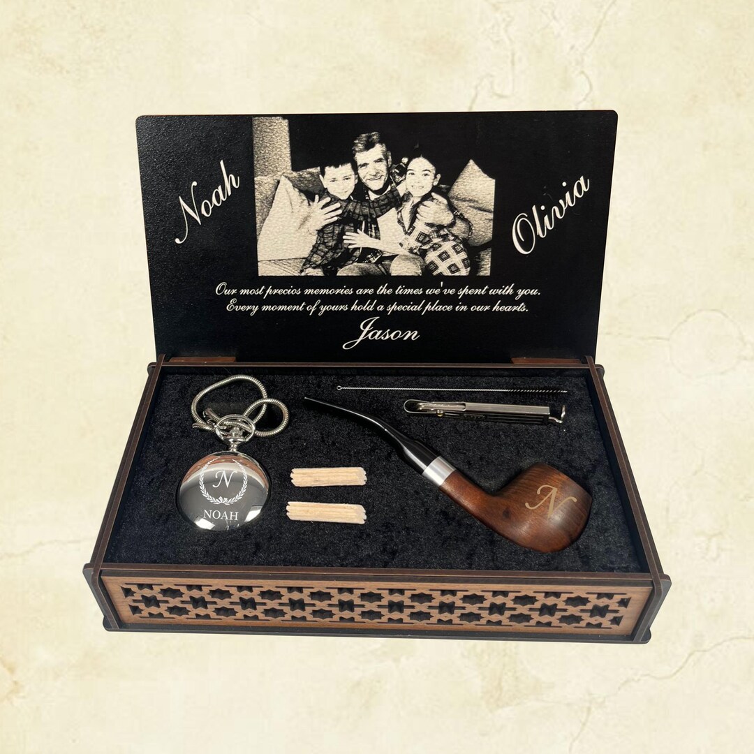 Personalized Pocket Watch and Pipe Set, Gold Color Pocket Watch ...