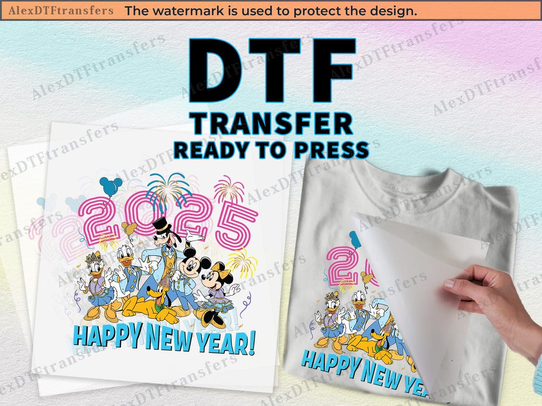 Mickey and Friends New Year 2025 DTF Transfers, Disney New Year Dtf ...