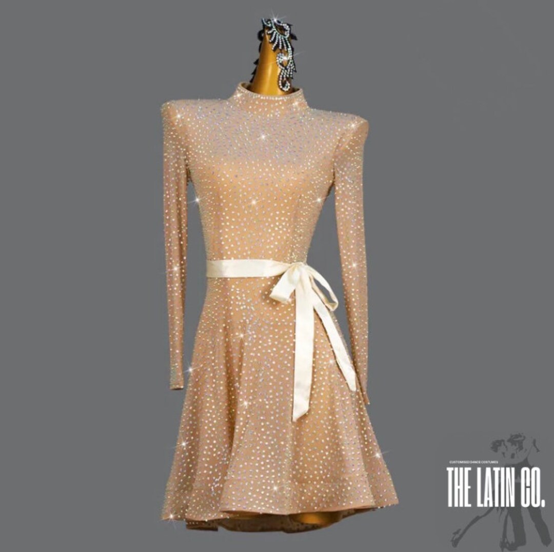 Long Sleeved Latin Dimante Dress - Etsy