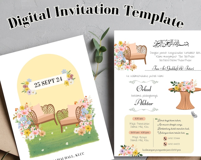 Canva Template Wedding Card Invitation Kad Jemputan Majlis Kesyukuran ...