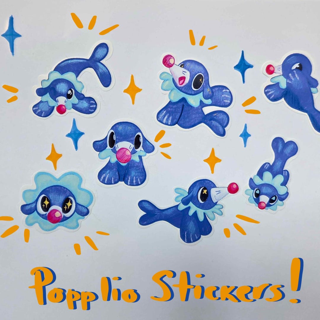 Cute Pokemon Stickers , Popplio Stickers , Hand Cut Home Made Stickers ...