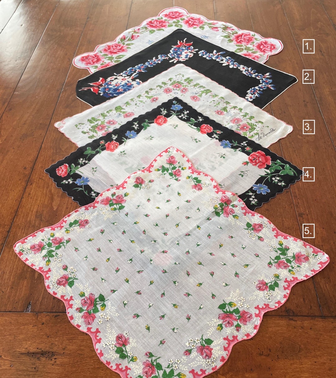 Five Floral Hankies From the 1930s and 40s Rare and Lovely - Etsy