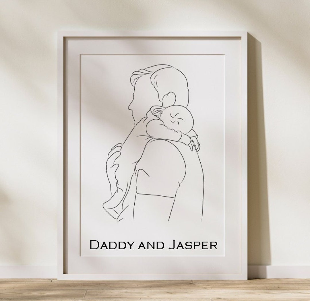Dad and Me Line Drawing, Custom Line Drawing From Photo, Personalized ...