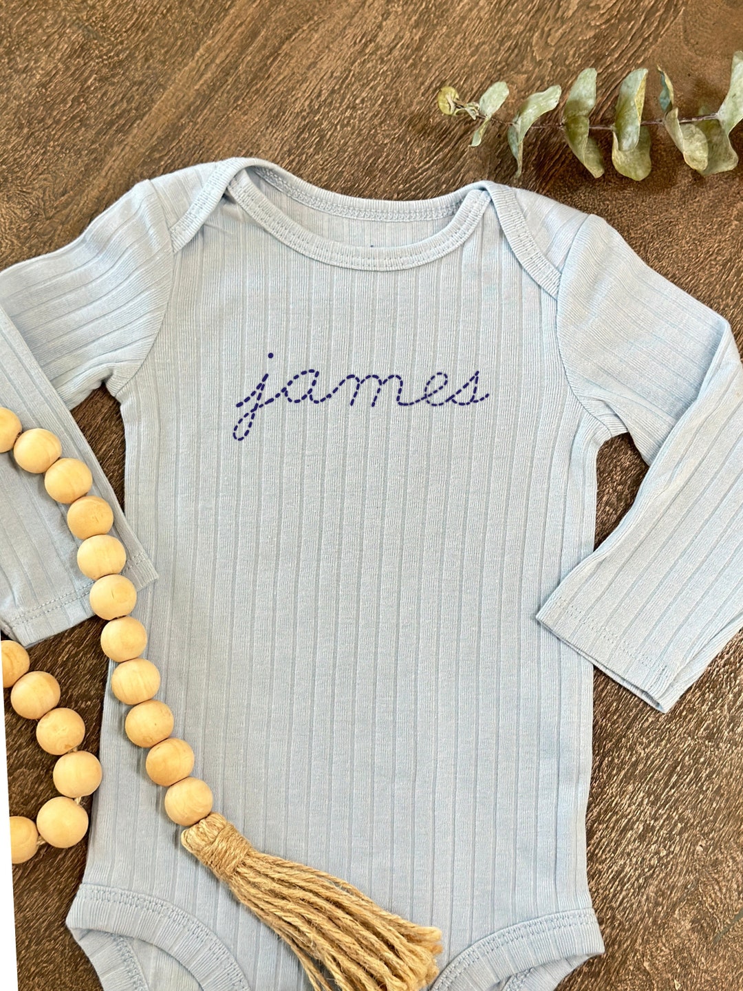 Custom Name Hand Embroidered Onesie - Embroidered Personalized Baby ...