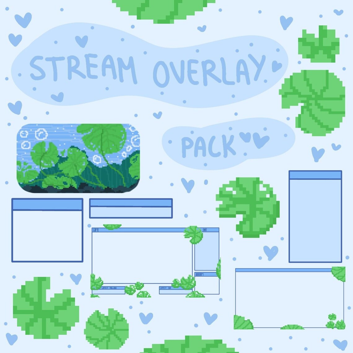 Lily Pad Twitch Stream Overlay (includes Animated Screens, a Custom ...