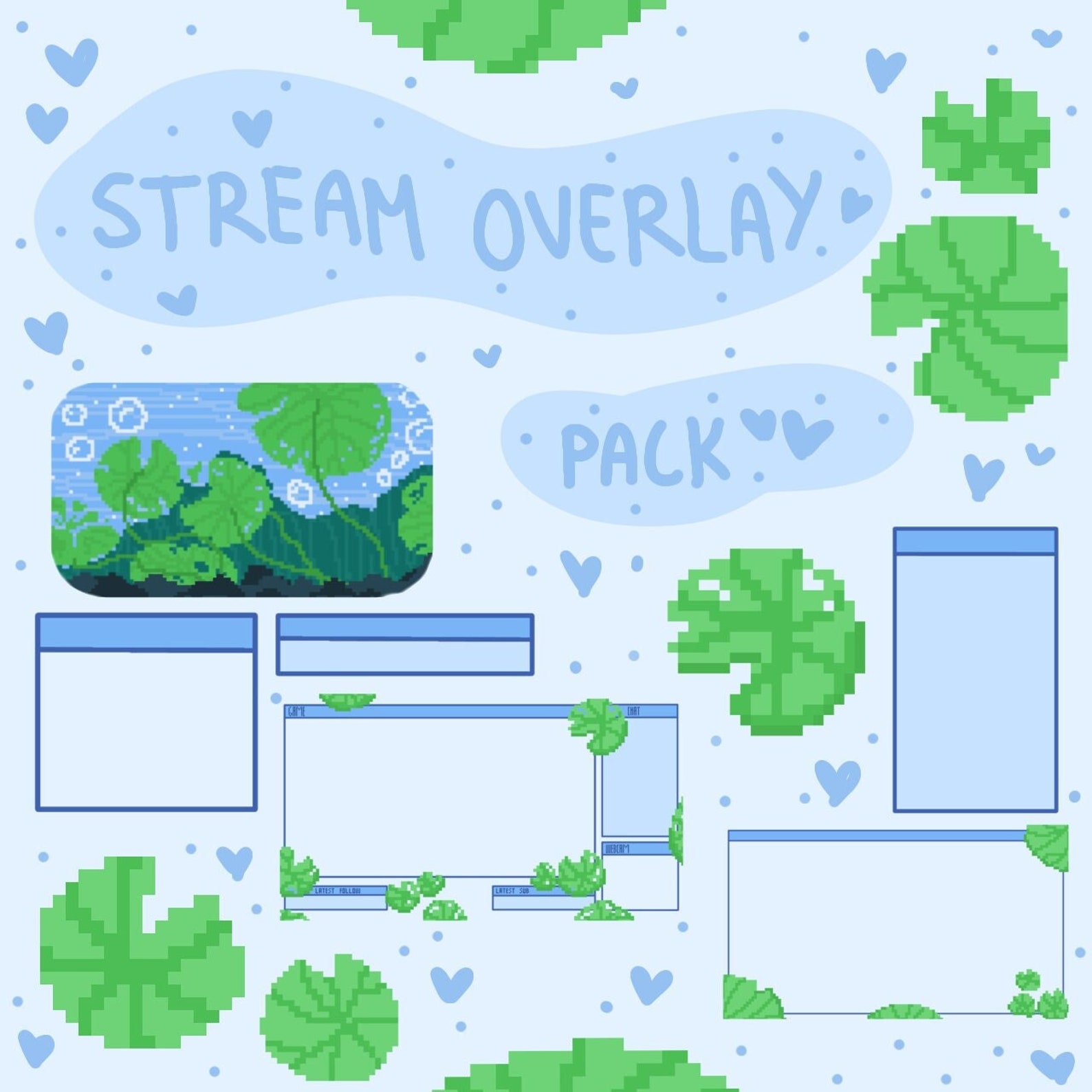 Lily Pad Twitch Stream Overlay (includes Animated Screens, a Custom ...