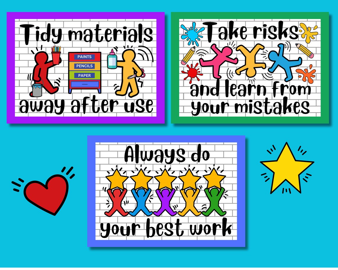 Classroom Rules Posters - Art Classroom Rules Posters - Keith Haring ...
