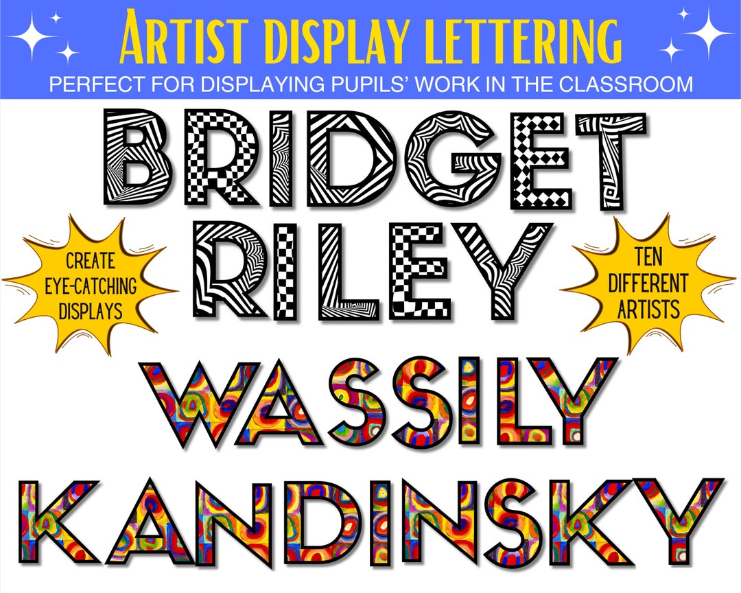 Artist Display Lettering, Themed Display Lettering, Art Classroom Decor ...