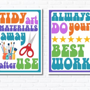 Art Classroom Rules Posters, Primary, Elementary and Middle School Art ...
