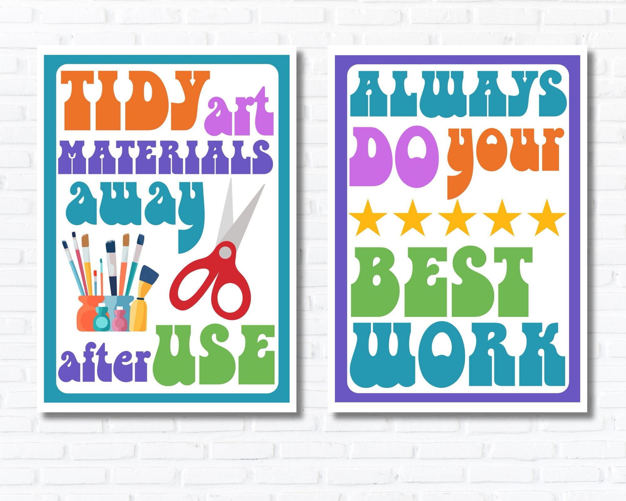 Art Classroom Rules Posters, Primary, Elementary and Middle School Art ...