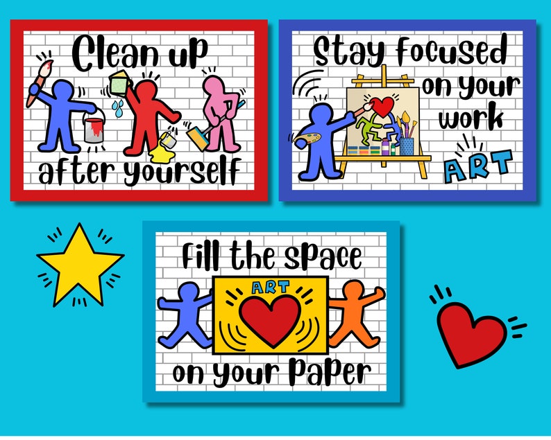 Classroom Rules Posters - Art Classroom Rules Posters - Keith Haring ...
