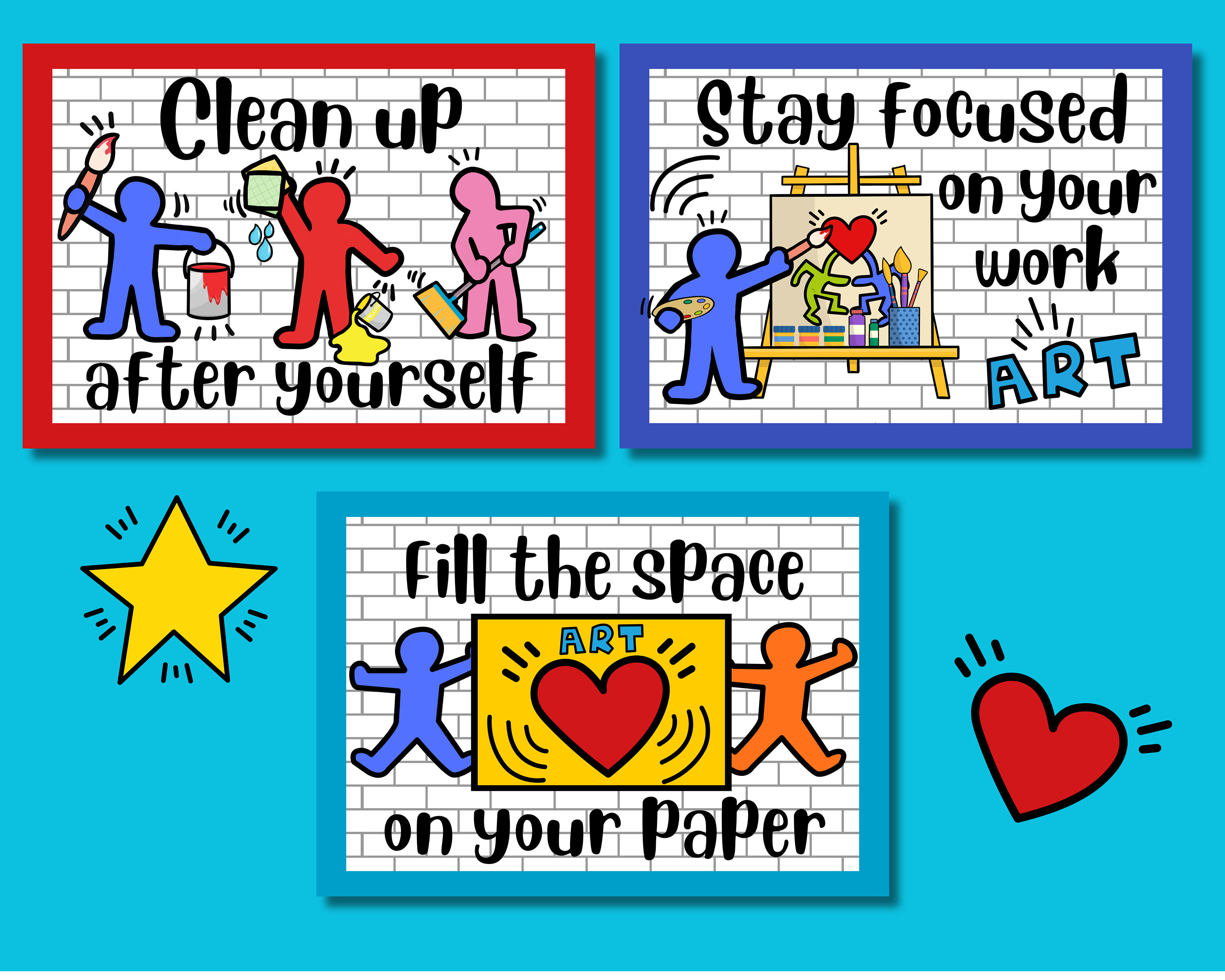 Classroom Rules Posters - Art Classroom Rules Posters - Keith Haring ...
